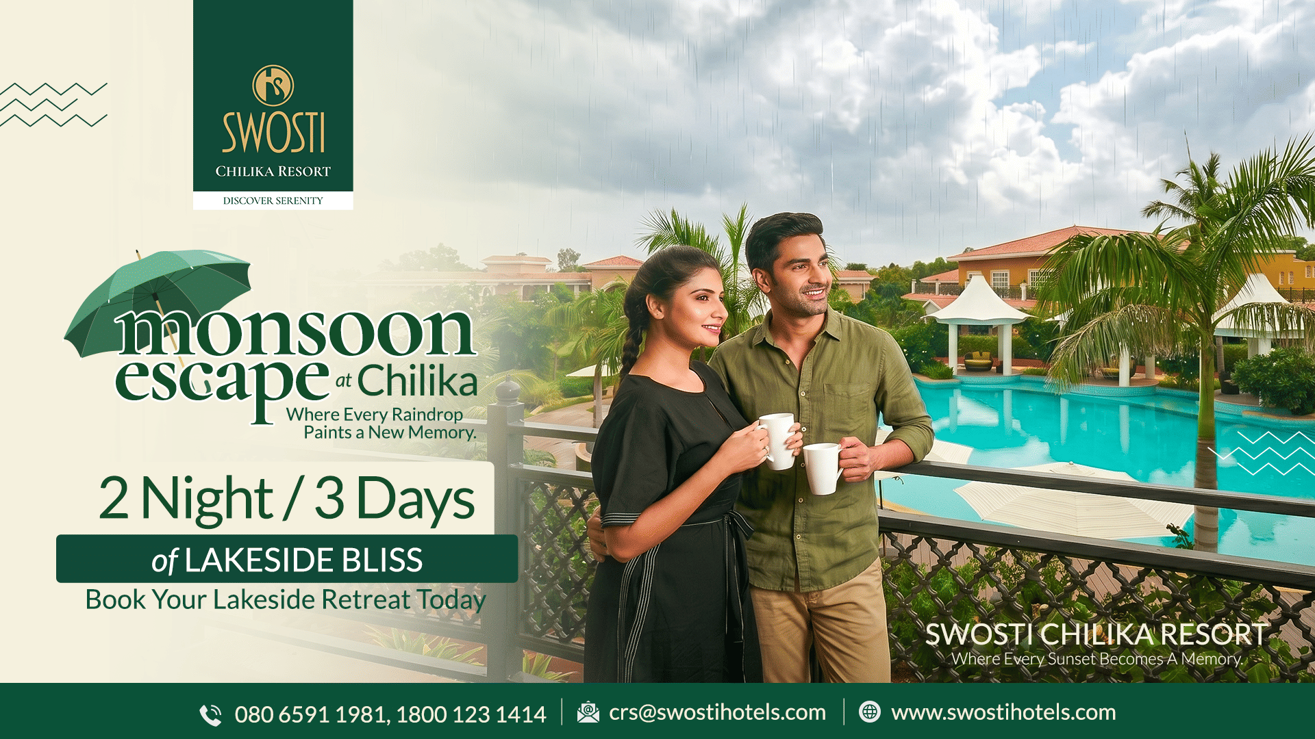 2 Nights, 3 Days Chilika Lake Monsoon Package | Swosti Chilika Resort ...