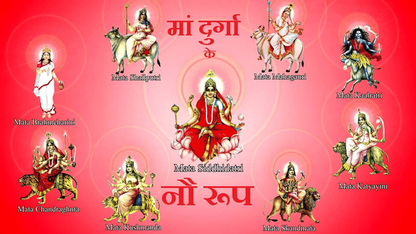 What are names of 9 Navaratri Goddesses and 9 Sweets?