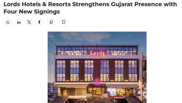 Lords Hotels & Resorts Strengthens Gujarat Presence with Four New Signings